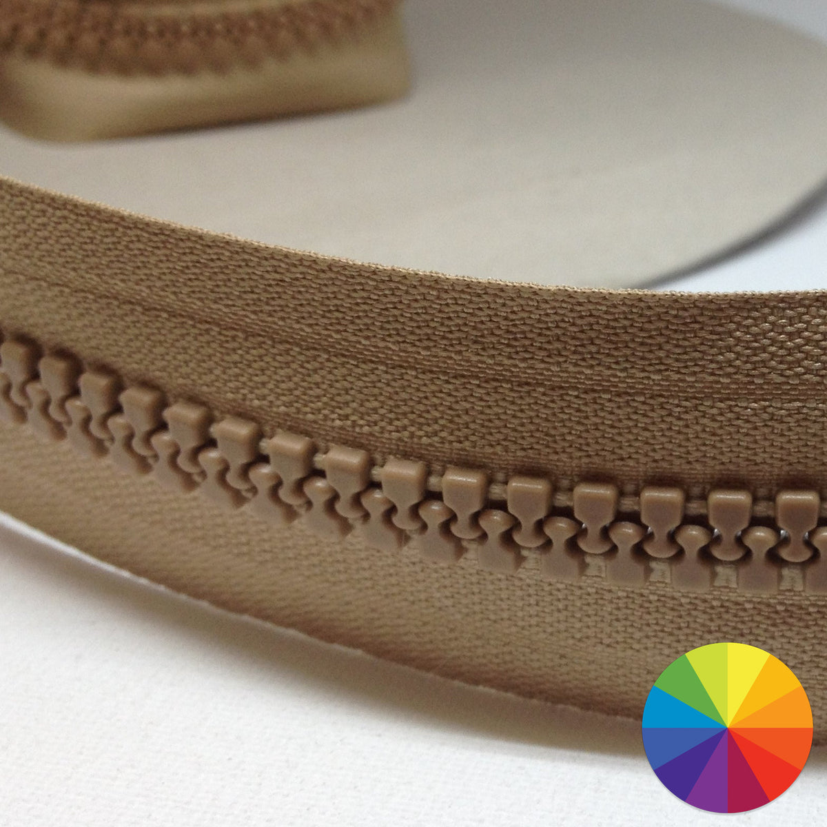 continuous zip, chain zip, plastic, metre, replacement zip, beige, no ...