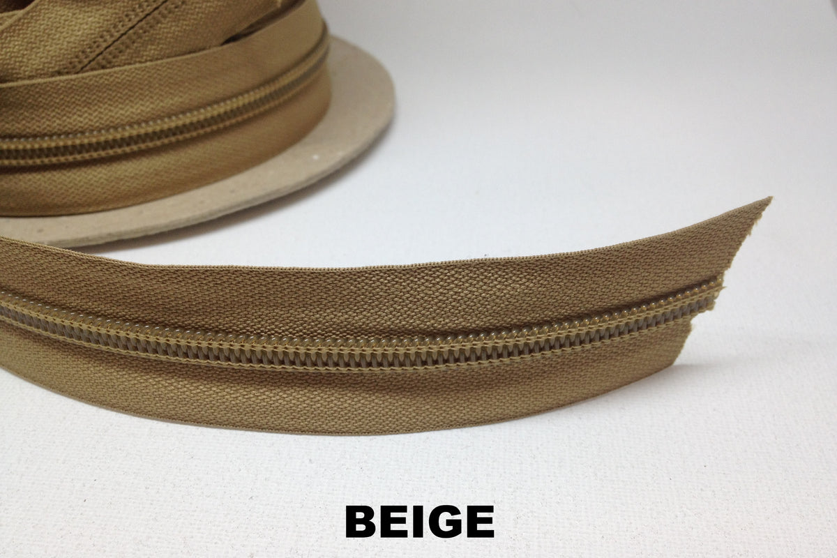 Coil Zip, Continuous coil zip, No.5 zip, beige continuous zip, 6mm zip ...